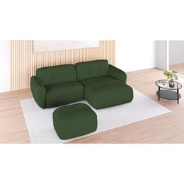 Polsterhocker BETYPE "Be Fluffy" Hocker Gr. B/H/T: 92 cm x 46 cm x 74 cm, Chenille, grün (dark green) softer Sitzkomfort, moderner Kedernaht, hochwertiger Bezugsstoff