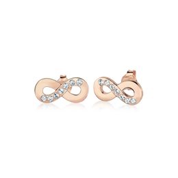 Paar Ohrstecker Elli "Infinity Symbol Liebe Kristalle Silber" Ohrringe Gr. OneSize, mit Steinen, Silber 925 (Sterlingsilber), rosegold (rosegold, weiß) Damen