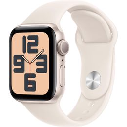 Smartwatch Apple "Watch SE (2024)" Smartwatches Gr. 40mm, ohne eSIM, S/M, Sport Band, beige (polarstern)