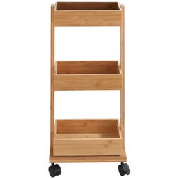 Rollwagen Wenko "Regal Tortona" Gr. B/H/T: 18cm x 71,5cm x 31cm, beige (natur) Badezimmer-Schrank mit 3 Ablagen