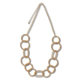 Collierkettchen Steuer "Collier aus Ringen goldfarben" Halsketten Gr. 67 + 8cm, Metall, L: 75cm, gelb Damen