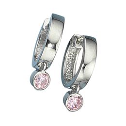 Paar Creolen Jobo "Ohrringe mit rose Zirkonia" Ohrringe Gr. Silber 925 (Sterlingsilber), silberfarben (silber 925) Damen 925 Silber