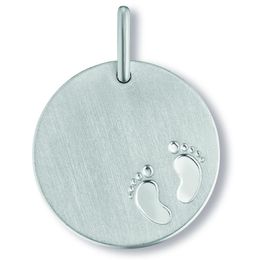 Kette mit Anhänger ONE ELEMENT "Gravurplatte Baby aus 925 Silber Ø 18,0 mm" Halsketten Gr. Silber 925 (Sterlingsilber), silberfarben (silber) Damen Schmuckset - Set mit verstellbarer Halskette