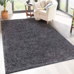 Hochflor-Teppich Carpet City "City Shaggy" Teppiche Gr. B: 230 cm 1 St., 30 mm, L: 320 cm, grau (anthrazit) Robuster Langflor Teppich uni, besonders flauschig weich