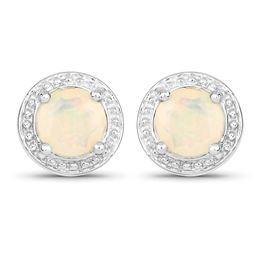 Paar Ohrstecker VIRA JEWELS "925-Sterling Silber rhodiniert Glänzend Opal weiß" Ohrringe Gr. ONE-SIZE, 0,57 ct, Silber 925 (Sterlingsilber), weiß (weiß, weiß) Damen