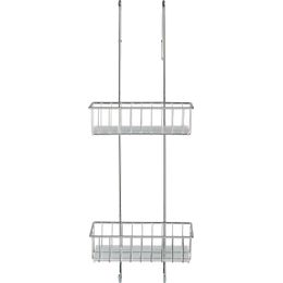 Duschablage Wenko "Aldo", silber (silber glänzend), B:24,5cm H:70cm T:20cm, Metall, Regale, 3 Ablagen, 1 Spiegel