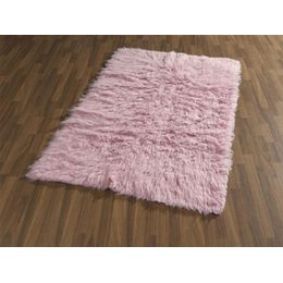 Böing Carpet Wollteppich BÖING CARPET "Flokati 1500 g" Gr. 4, rosa (rosé), B:160cm H:60mm L:230cm, Wolle, Teppiche, Handweb Teppich, Uni-Farben, reine Wolle, handgewebt