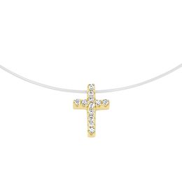 Collier Smart Jewel "Anhänger Kreuz, Silber 925" Halsketten Gr. 45 cm, Silber 925 (Sterlingsilber), goldfarben (gold) Damen