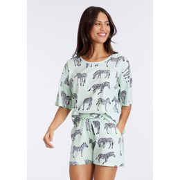 Shorty Vivance Dreams Gr. 48/50, grün (mint, gemustert) Damen Homewear-Sets mt Animal Alloverprint