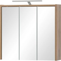 Badezimmerspiegelschrank Inosign "Dex" Schränke Gr. B/H/T: 65,0cm x 64,0cm x 16,0cm, 3 St., braun (eiche landhausfb.) Badmöbel, Breite 65cm