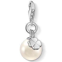 Charm-Einhänger Thomas Sabo "Perle mit Kleeblatt, 1461-082-14" Charms bunt (silberfarben-weiß) Damen mit Süßwasserzuchtperle