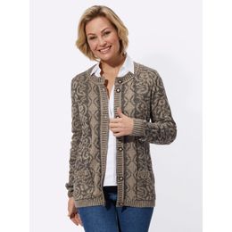 Jacquardstrickjacke Classic Basics Gr. 38, beige (beige-meliert) Damen Strickjacken