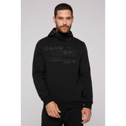 Kapuzensweatshirt CAMP DAVID Gr. M, schwarz Herren Sweatshirts mit Zippertasche am Rücken