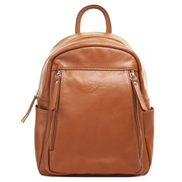 Cityrucksack Samantha Look Gr. B/H/T: 27cm x 23cm x 11cm, braun (cognac) Rucksäcke echt Leder, Made in Italy