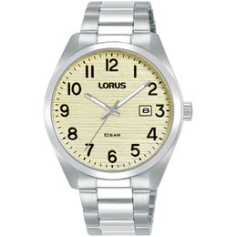 Quarzuhr Lorus "Sports" Armbanduhren silberfarben (silberfarben, gelb) Damen Armbanduhr, Damenuhr, Herrenuhr, Edelstahlarmband, analog, Tag