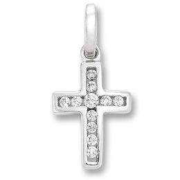 Kette mit Anhänger ONE ELEMENT "Zirkonia Kreuz aus 925 Silber" Halsketten Gr. Silber 925 (Sterlingsilber), silberfarben (silber) Damen Schmuckset - Set mit verstellbarer Halskette