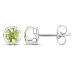 Paar Ohrstecker VIRA JEWELS "925-Sterling Silber rhodiniert glänzend Peridot grün rund" Ohrringe Gr. ONE-SIZE, 1,18 ct, Silber 925 (Sterlingsilber), weiß (weiß, grün) Damen