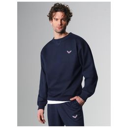 Sweatshirt TRIGEMA "TRIGEMA Oversized mit Logo-Patch" Gr. L, blau (navy) Herren Sweatshirts