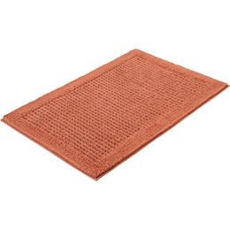 Badematte Kleine Wolke "Net" Badematten Gr. rechteckig (80cm x 140cm), Baumwolle, orange (terracotta) Badteppich, Uni Farben, rutschhhemmend