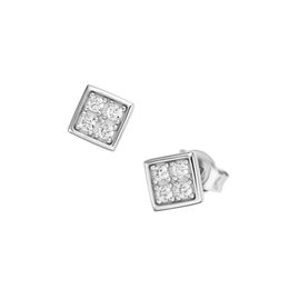 Paar Ohrstecker "carréförmig mit weißen oder schwarzen Steinen, Silber 925", weiß, Giorgio Martello MILANO, Ohrringe, Herren, Silber 925 (Sterlingsilber)