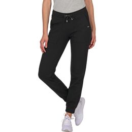 Jerseyhose TRIGEMA "TRIGEMA Bequeme Jogginghose mit großen Taschen" Gr. L, US-Größen, schwarz, Damen, 55% Polyester, 45% Baumwolle, Hosen