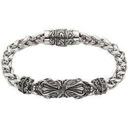 Edelstahlarmband Bruno Banani "Schmuck Geschenk Armband Drachen Kreuz Ornament, B4112B/20/00/20" Armbänder Gr. Edelstahl, schwarz (edelstahlfarben, schwarz, schwarz) Damen mit Glasstein