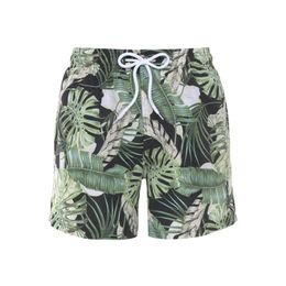 Badeshorts s.Oliver "Land" Gr. S, N-Gr, schwarz (schwarz bedruckt) Herren Badehosen im tropischen-Design