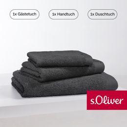 Handtuch Set s.Oliver "s. Oliver, besonders weich und saugfähig" Handtücher (Packung) Gr. 3 St., schwarz 1 Gästetuch 30x50 cm, Handtuch 50x100 Duschtuch 70x140 cm