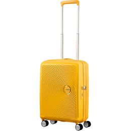 Hartschalen-Trolley American Tourister "SOUNDBOX 55" Gr. B/H/T: 40 cm x 55 cm x 20 cm 35,5 l, gelb (golden yellow) Koffer Handgepäck-Koffer Reisegepäck Volumenerweiterung TSA-Zahlenschloss