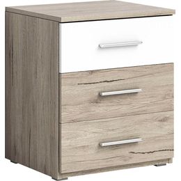 Nachtkommode Inosign "Beta Breite 46 cm, moderner Nachtschrank" Sideboards Gr. B/H/T: 46 cm x 55 cm x 41 cm, 3 St., weiß (san remo eiche, san weiß) Nachttisch, Nachtkonsole mit 3 Schubladen