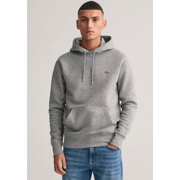 Hoodie Gant "REG SHIELD HOODIE" Gr. 5XL, grau (grey melange) Herren Sweatshirts mit Logostickerei auf der Brust