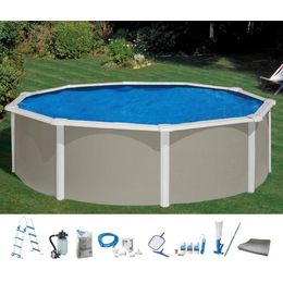 Rundpool MY POOL BWT "BELIZE 2", grau (grau, weiß), H:132cm Ø:460cm, Schwimmbecken, Höhe 132 cm, in verschiedene Größen erhältlich