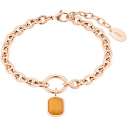 Armband s.Oliver "2037971" Armbänder Gr. Edelstahl, orange (roségoldfarben, apricot, apricot) Damen mit Aventurin