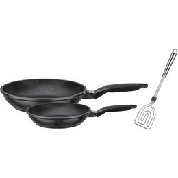 Pfannen-Set GSW "Titanium Granit", schwarz, Ø:28cm, Pfannen, kratzfeste TITAN Antihaft-Versiegelung, inkl. Wender, Induktion