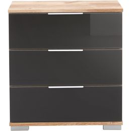 Nachtkonsole wimex "Easy" Sideboards Gr. B/H/T: 52 cm x 56 cm x 38 cm, 3 St., grau (plankeneichefarben, grauglas) mit Glas- oder Spiegelfront