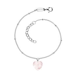 Silberarmband Engelsrufer "With Love - Herzensangelegenheit, ERB-HEART-RQ" Armbänder Gr. Silber 925 (Sterlingsilber), bunt (silberfarben-rosa + rosa) Damen mit Rosenquarz