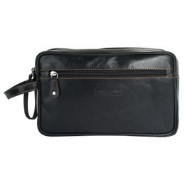 Kulturbeutel Bruno Banani Gr. B/H/T: 27 cm x 16 cm x 11 cm onesize, schwarz Taschen echt Leder