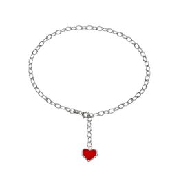 Fußkette mit Anhänger Firetti "Schmuck Geschenk Silber 925 Körperschmuck Ankerkette" Fußkettchen Gr. Silber 925 (Sterlingsilber), bunt (silberfarben, rot) mit Lack