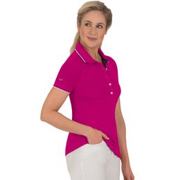 Poloshirt TRIGEMA "TRIGEMA Slim Fit Poloshirt mit langer Knopfleiste" Gr. L, pink (magenta), Damen, 94% Baumwolle, 6% Elastan, Shirts