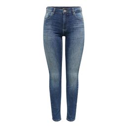 Skinny-fit-Jeans Only "ONLBLUSH MID WAIST PUSH UP DNM X", Damen, Gr. XS (34), Länge 30, blau (dunkelblau denim detail:tint), Denim/Jeans, Obermaterial: 92% Baumwolle, 6% Elastomultiester, 2% Elasthan, unifarben, modisch, skinny fit, Jeans