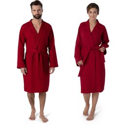 Möve Kimono MÖVE "Homewear" Hausmäntel Gr. S Länge: 110 cm, rot (rubin) Piquée-Oberfläche