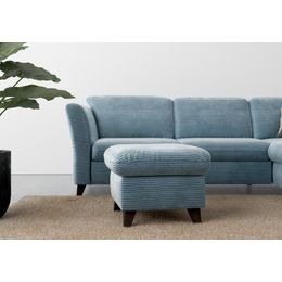 Polsterhocker Home Affaire "Trelleborg", blau (blau, grau), B:58cm H:48cm T:58cm, 100% Polyester, Hocker, Polsterhocker, Cord-Bezug, mit Staufach, inkl. Federkern-Polsterung