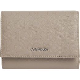 Geldbörse Calvin Klein "CK MUST MD TRIFOLD W/ZIP_MONO" braun (cinder monogram pu) Kleinlederwaren Portemonnaie Damenbörse Geldbeutel