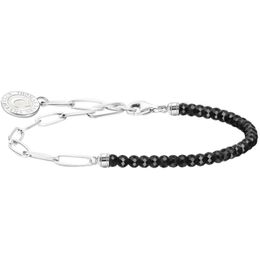 Charm-Armband Thomas Sabo "mit Charmista Coin Silber, A2131-148-11-L19V" Armbänder Gr. 19, Silber 925 (Sterlingsilber), silberfarben (silberfarben, schwarz, schwarz) Damen mit Achat