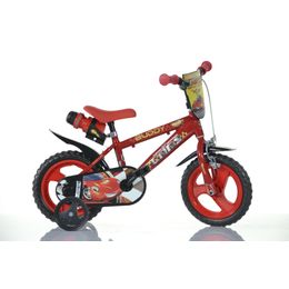 Kinderfahrrad DINO "Cars Buddy 12 Zoll" Gr. 21, rot, Fahrräder, Kinder, 21cm, 12 Zoll (30,48cm), mit Stützrädern, Trinkflasche und Frontschild