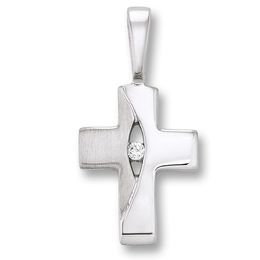 Kette mit Anhänger ONE ELEMENT "Zirkonia Kreuz aus 925 Silber" Halsketten Gr. Silber 925 (Sterlingsilber), silberfarben (silber) Damen Schmuckset - Set mit verstellbarer Halskette