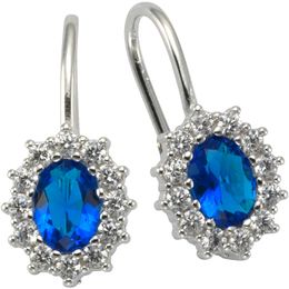 Paar Ohrhänger Firetti "Schmuck Geschenk, Ohrringe Entourage Royal, Silber 925" Gr. Silber 925 (Sterlingsilber), blau (silberfarben, dunkelblau, kristallweiß, kristallweiß) Damen mit Kristallstein, Zirkonia (synth.)