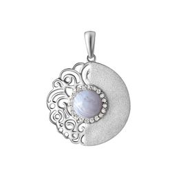 Ketten-Anhänger Vivance "925-Sterling Silber rhodiniert Zirkonia und Achat" Schmuckanhänger Gr. ONE-SIZE, Silber 925 (Sterlingsilber), 3,4 g, weiß (weiß, hellblau) Damen