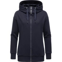 Kapuzensweatjacke Ragwear "Yodis Zip" Gr. L (40), blau (navy) Damen Sweatjacken weicher Zip-Hoodie mit Kapuze