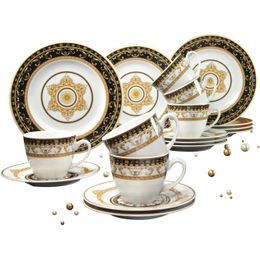 Kaffeeservice Creatable "Geschirr-Set Majestosa" Geschirr-Sets Gr. 18 tlg., bunt (weiß, bunt) Service, Dekor schwarz abgesetzt, 18 Teile, für 6 Personen